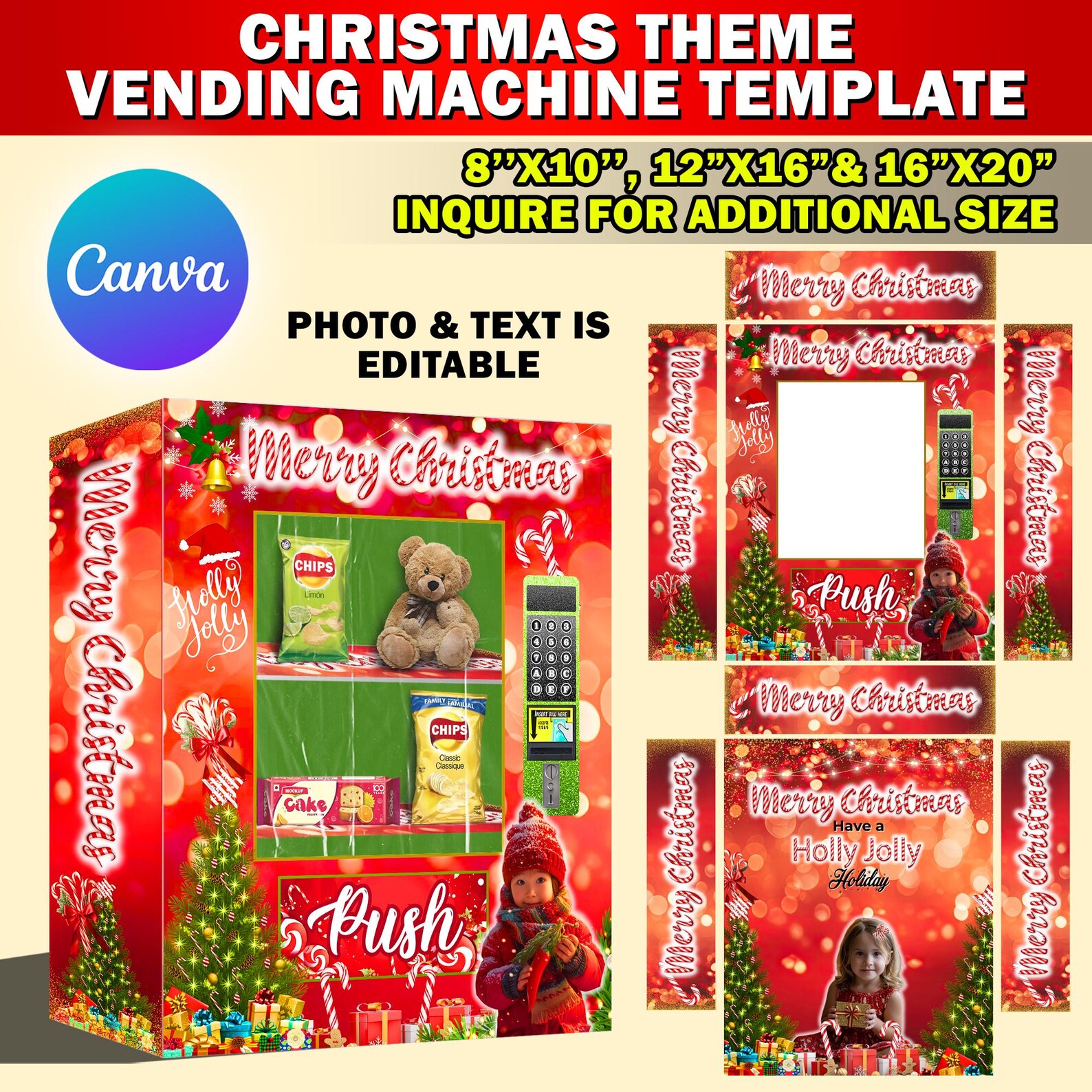Editable Christmas Candy Theme Vending Machine Template, DIY Vending ...