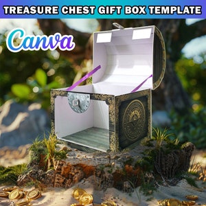 Treasure Chest Gift Box Canva Template, Foam Board Pirate Treasure ...