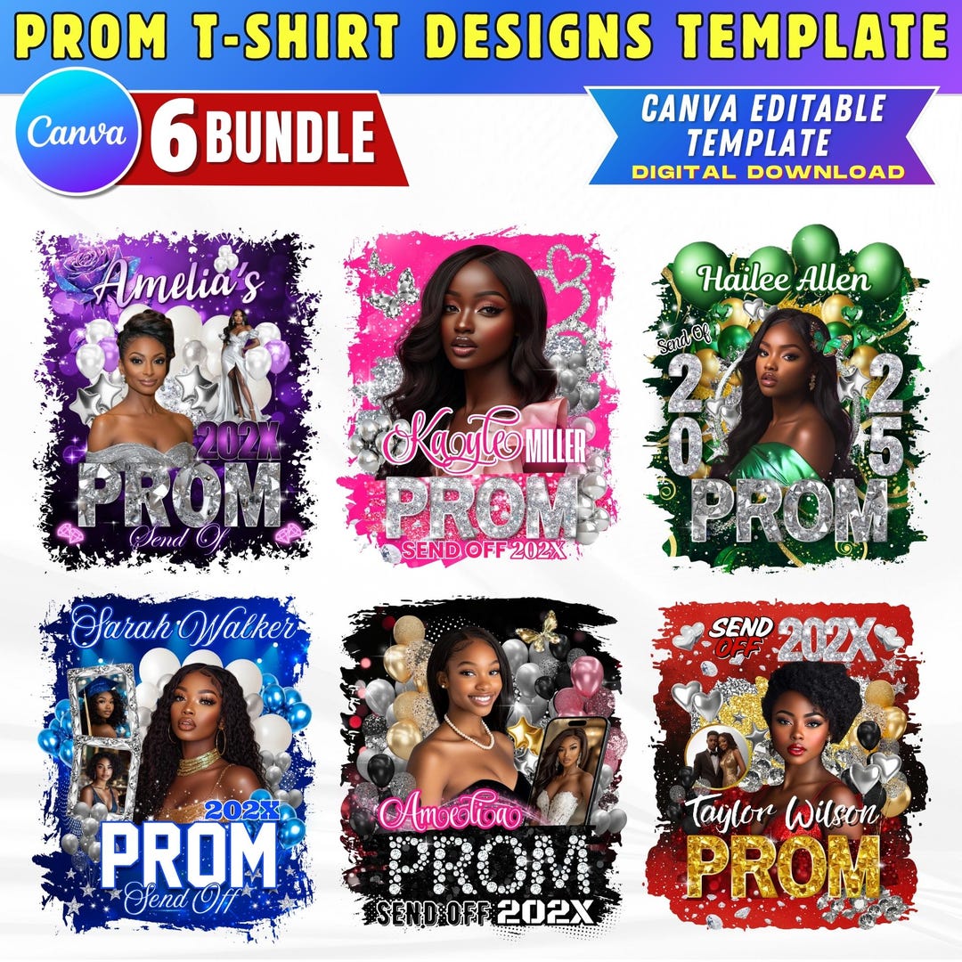 6x Viral Prom DTF Shirt Design Bundle, Prom T-shirt Design Canva ...