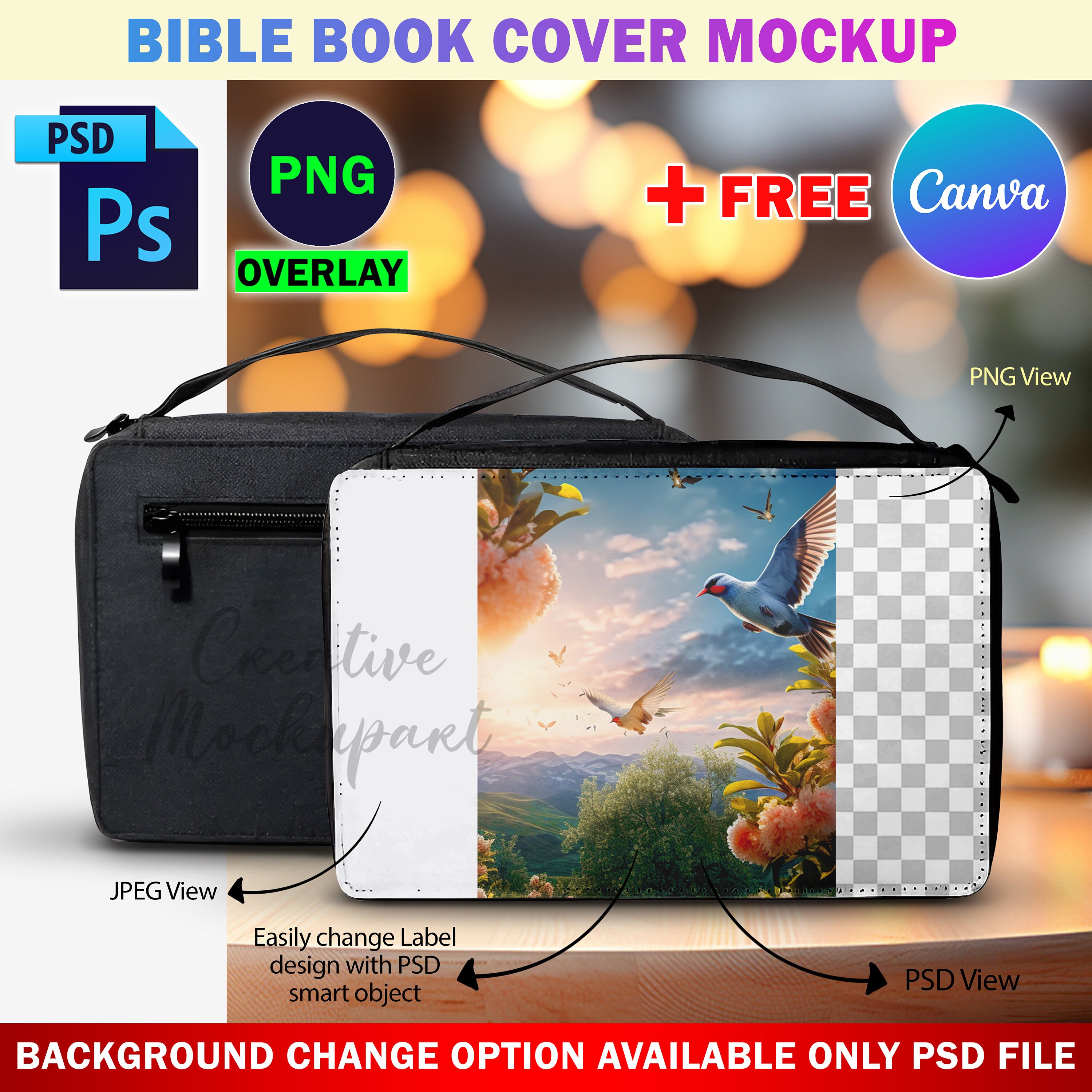 Dye Sublimation Bible Book Cover Mockup, Bible Cover Bag Mockup, Insert ...