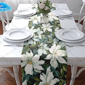 Table Runner Mockup| Dye Sublimation Linen Table Runner on Table Setup ...