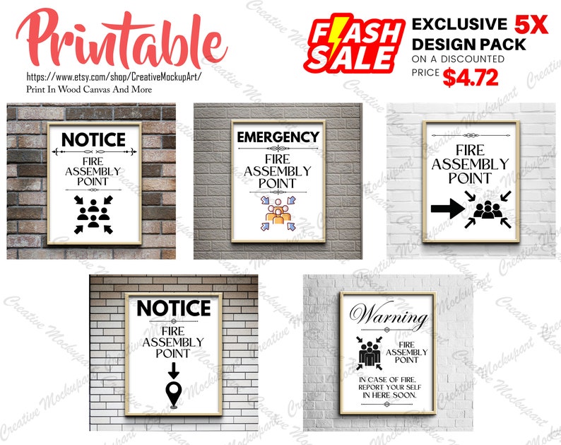 Fire Assembly Point Sign Printable Pack Emergency Fire - Etsy