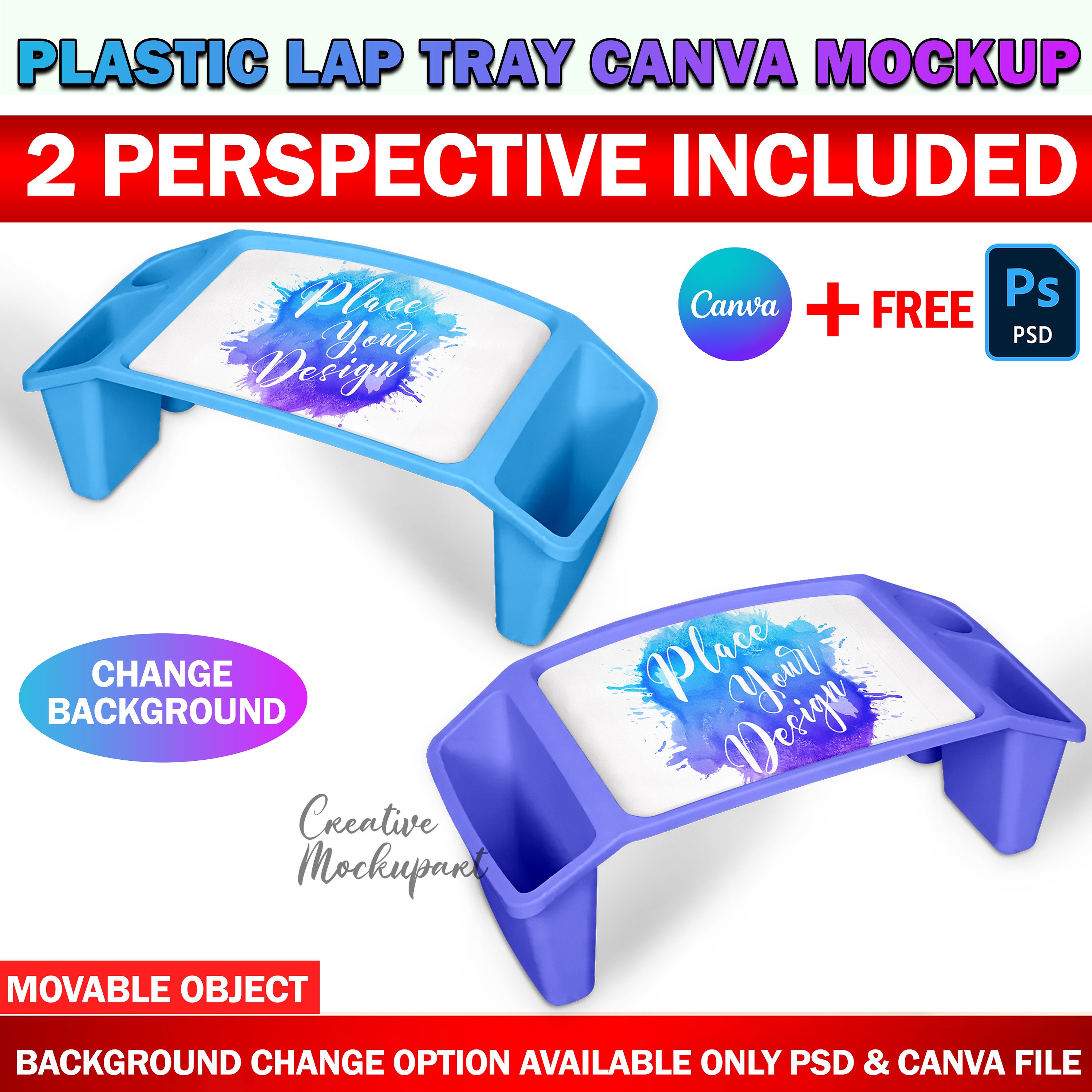 Canva Plastic Lap Tray Mockup, Learning Tray Mockup, Portable Study ...