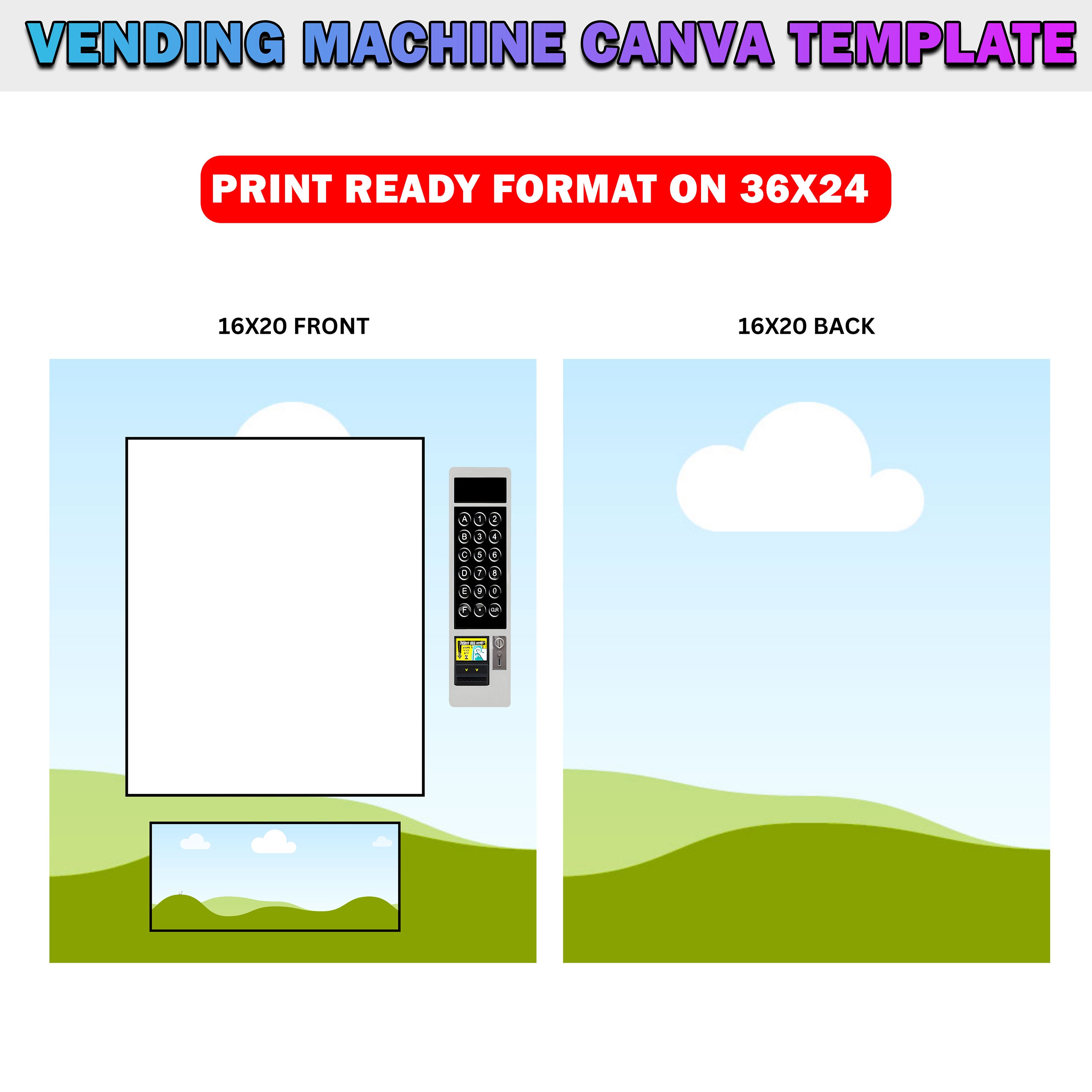 Canva Vending Machine Template | 8X10, 12x16 & 16x20 | Blank Template ...