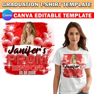 Canva Prom Send off T Shirt Design Bundle, Editable 2025 Prom T Shirt ...