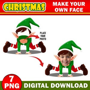 Christmas Add Your Own Photo Face, DIY Elf Yourself PNG Bundle, Elf ...