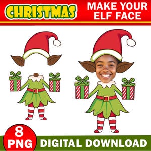 Afro American DIY Elf Yourself PNG Bundle, Christmas Add Your Own Photo ...