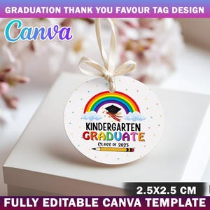 Kindergarten Graduation Round Tag, End of Year Graduation Gift Tag ...