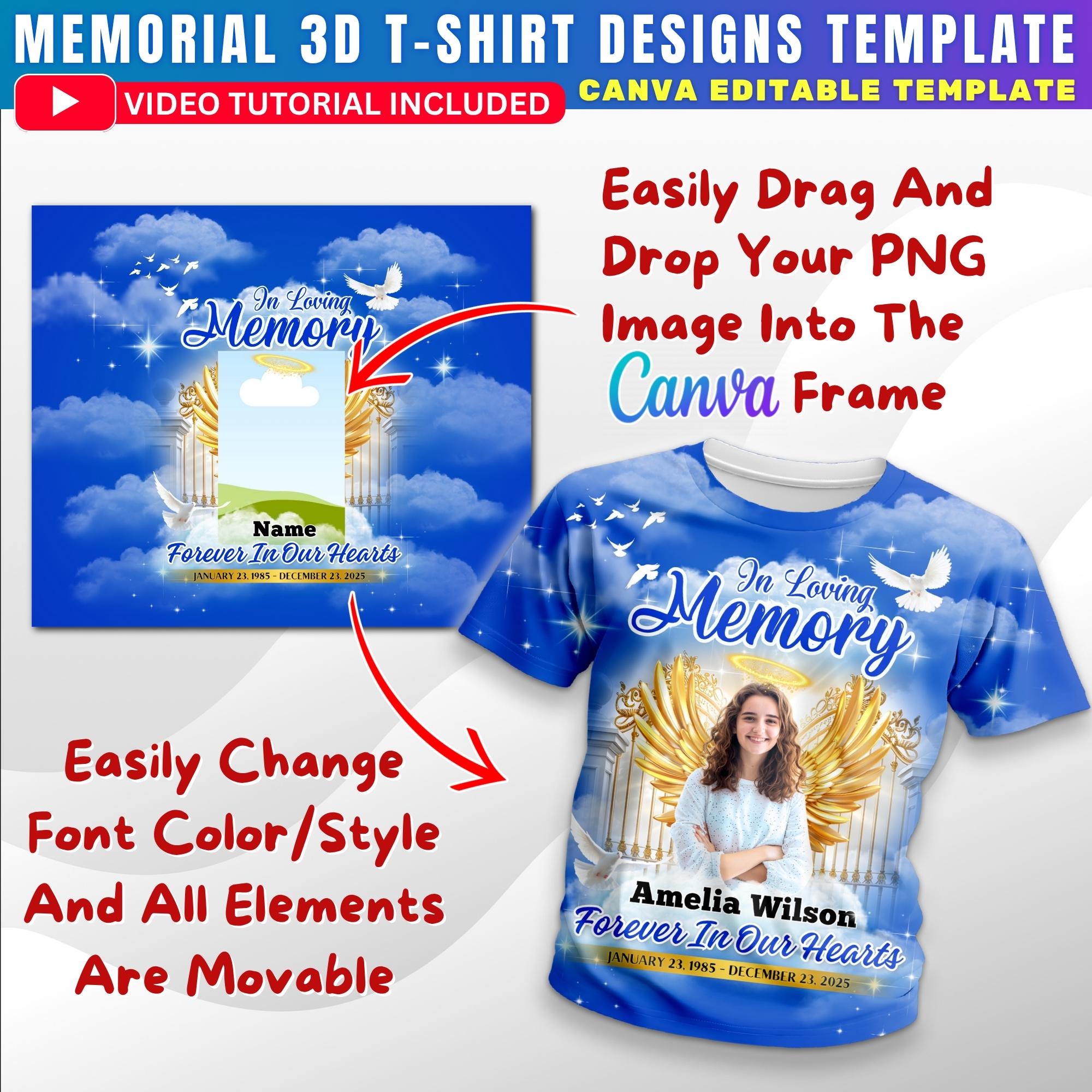 In Loving Memory 3D All Over T-shirt Design, Memorial Blue T-shirt ...