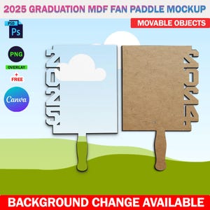 Dye Sublimation 2025 Graduation MDF Fan Mockup, Grad Paddle Mockup ...