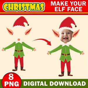 Christmas Add Your Own Photo Face, DIY Elf Yourself PNG Bundle, Elf ...