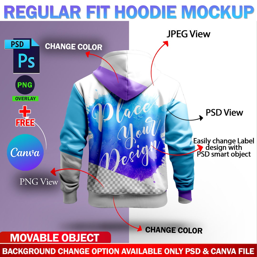 Realistic Regular Fit Back of A Hoodie Mockup | Hooded Sweatshirt Back ...
