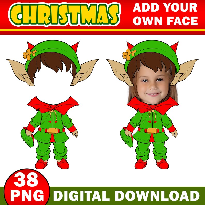 38 Christmas Add Your Own Photo Picture PNG MEGA Bundle Santa Elf ...
