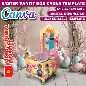 Easter Vanity Gift Box Canva Design Template, Foam Board Easter Basket ...