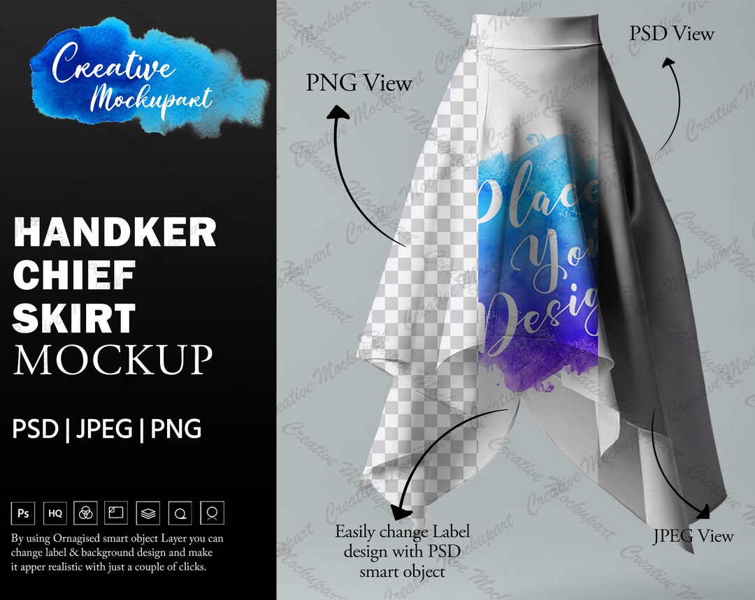 Handkerchief Skirt Mockup | Sublimation Costume Skirt, Layering Skirt ...