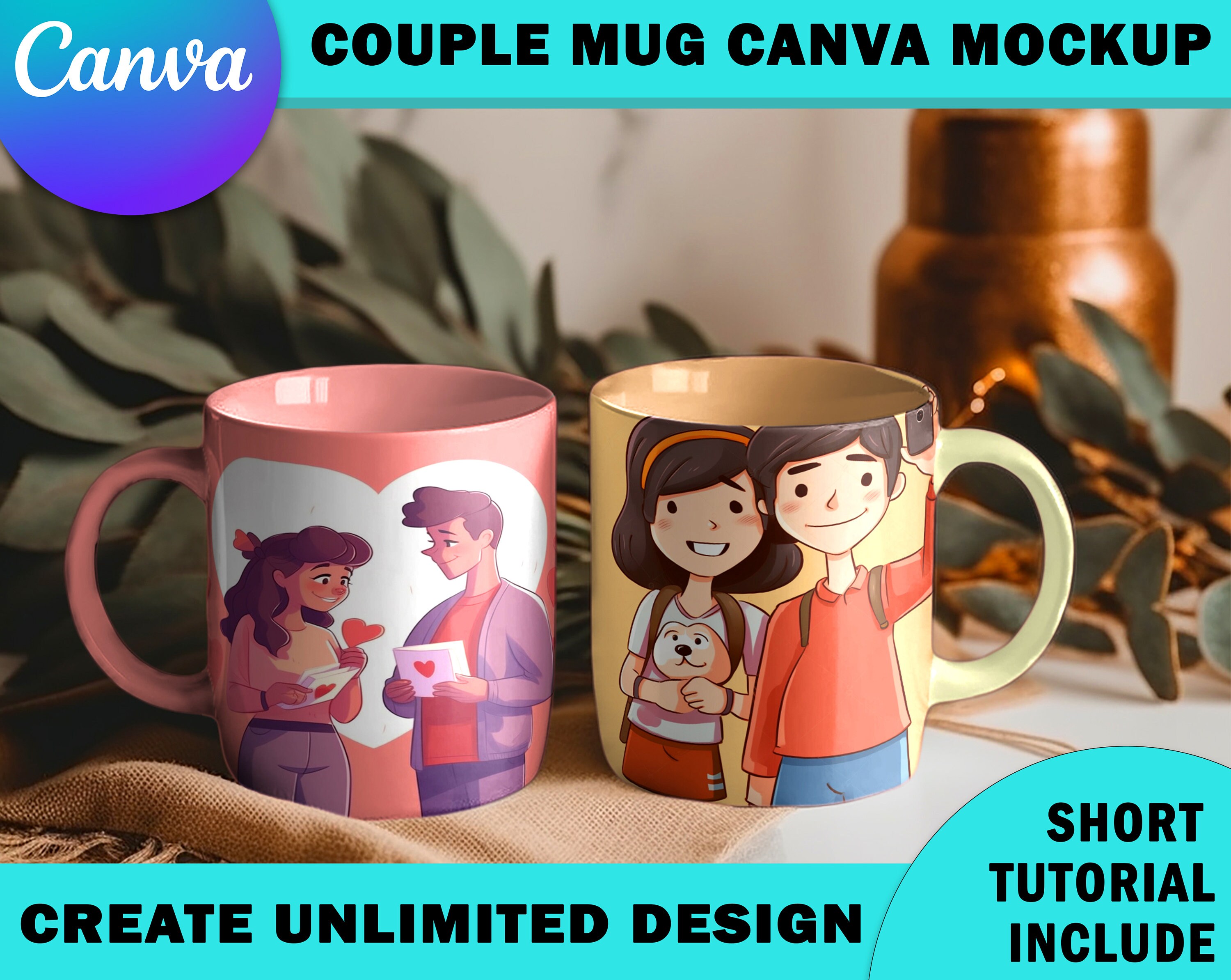 Canva Frame 10 Couple Mug Mockup Bundle Two White Mug - Etsy