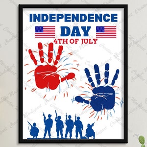 DIY 4th of July Handprint Craft Bundle, Printable Keepsake Independence ...