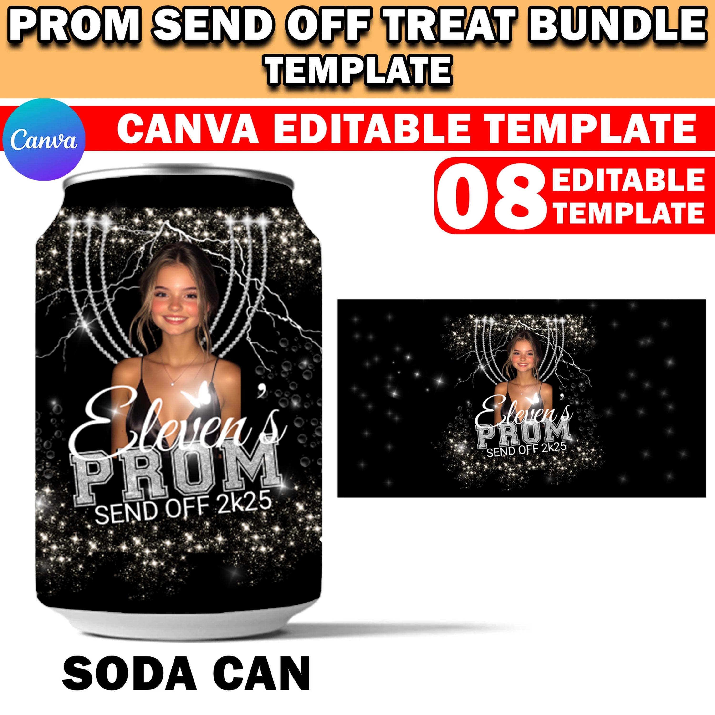 Prom Send off Treat, Prom Packaging Template Bundle, Glitter Silver ...
