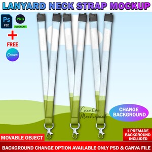 Dye Sublimation Neck Lanyard Mockup, Lanyard Neck Strap Mockup, Insert ...