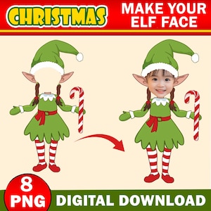 Christmas Add Your Own Photo Face, DIY Elf Yourself PNG Bundle, Elf ...