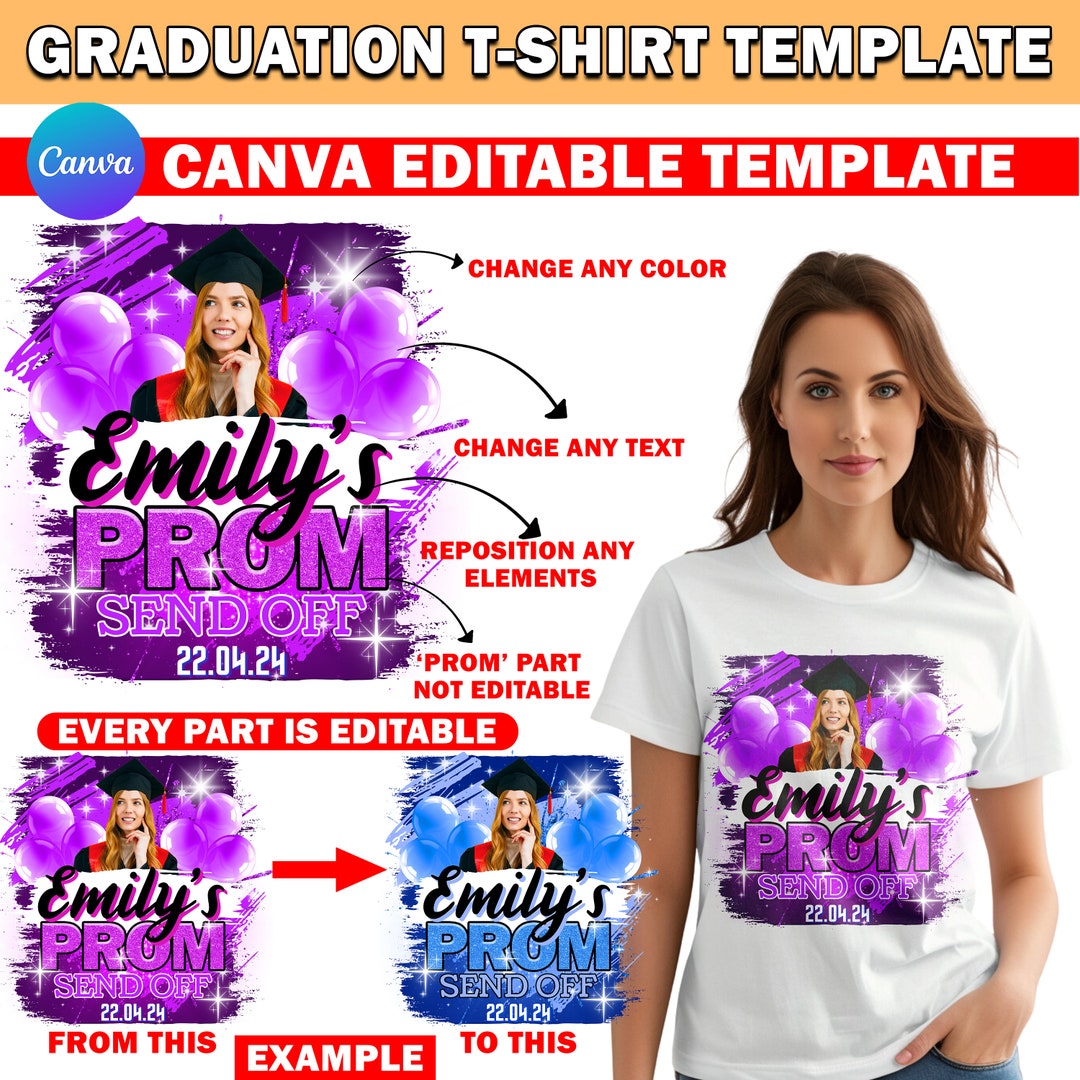 Prom Send off T Shirt Design, Editable Canva, 2024 Prom T Shirt Design ...
