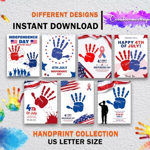 DIY 4th of July Handprint Craft Bundle, Printable Keepsake Independence ...