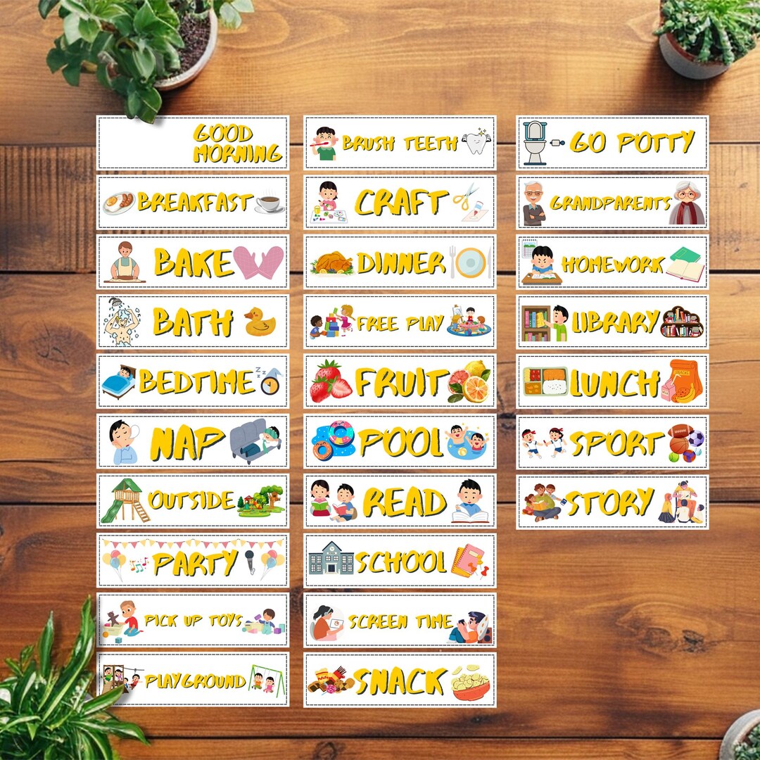 Visual Schedule Toddler Kids Routine Chart Printable Cards, Kids Chore ...