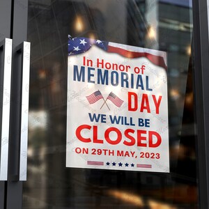 Closed on Memorial Day Sign PRINTABLE Open/closed Memorial - Etsy