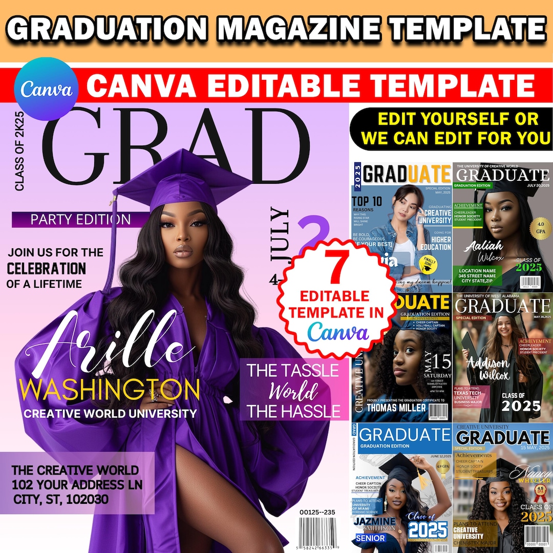 Graduation Magazine Design Template Bundle, Senior Class of 2025 ...