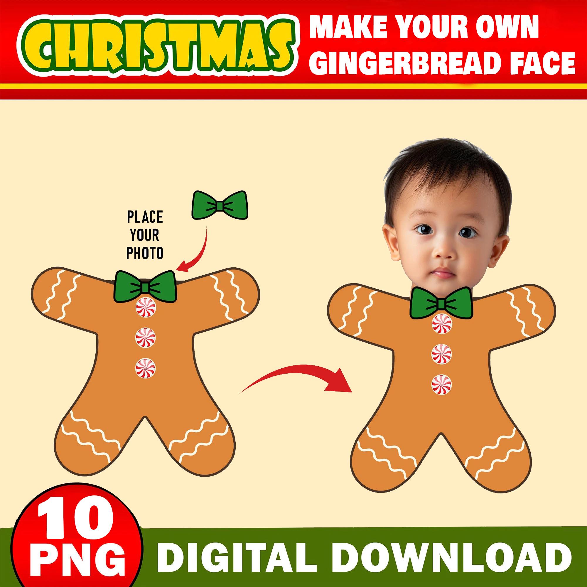 10x Christmas Add Your Own Photo Face Bundle, DIY Gingerbread Yourself ...