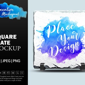 Square Slate Mockup, Rock Slate Photo for Sublimation Slate Blank, Add ...
