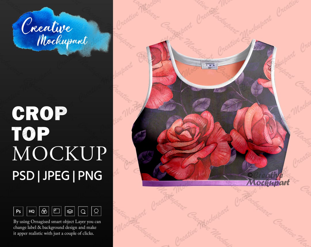Crop Top Mockup | White Cropped Mockup | White Champion Crop Top Mockup ...