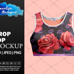 Crop Top Mockup | White Cropped Mockup | White Champion Crop Top Mockup ...
