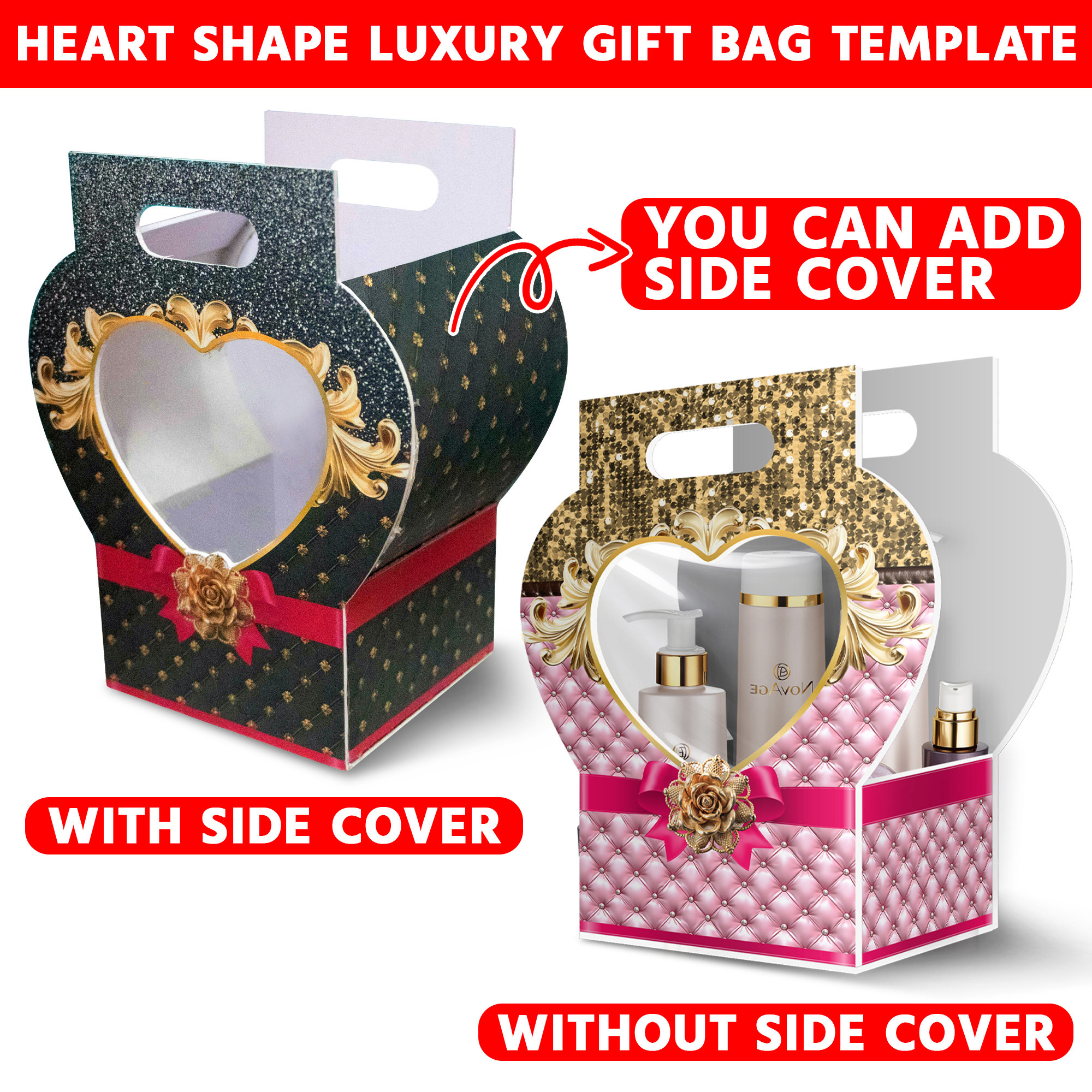 Heart Shape Handbag Gift Box Template, Designer Handbag Gift Box ...