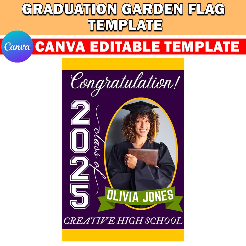 Editable Grad, Senior Garden Flag Template , 12x18 Graduation Flag ...