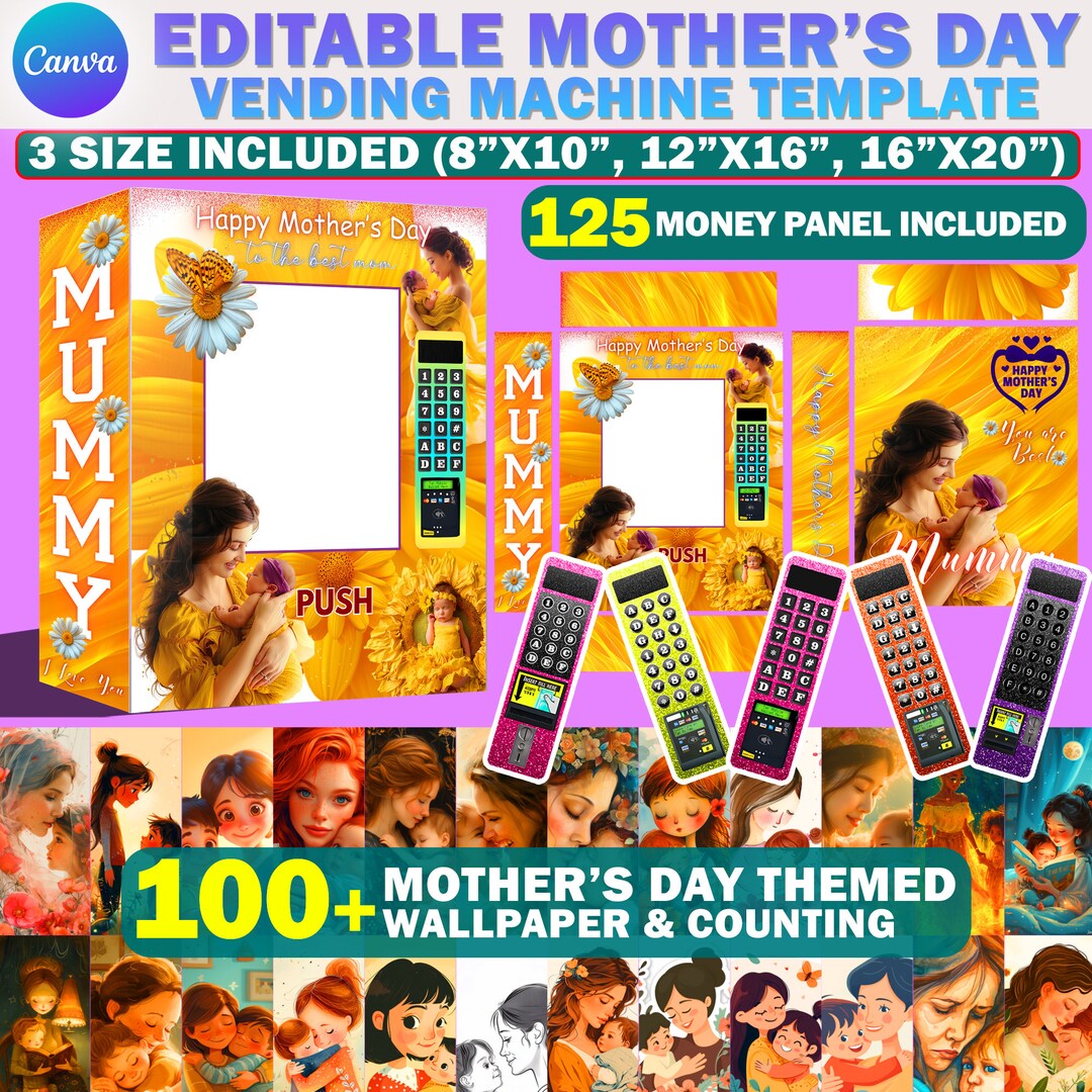 Mother's Day Vending Machine Template, Editable 8X10, 12x16 & 16x20 ...