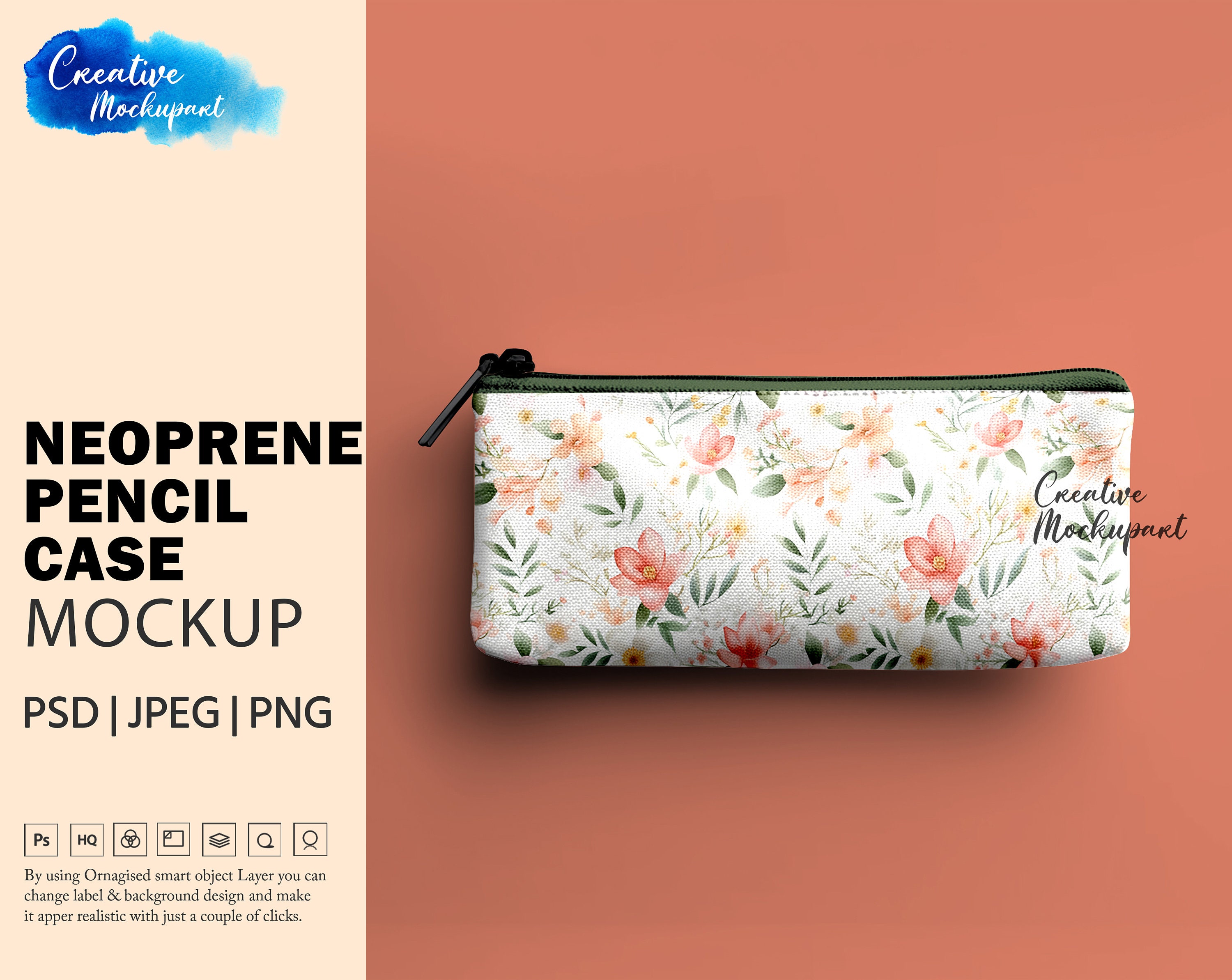 Neoprene Pencil Case Mockup | Dye Sublimation Pencil Pouch Bag Mockup ...