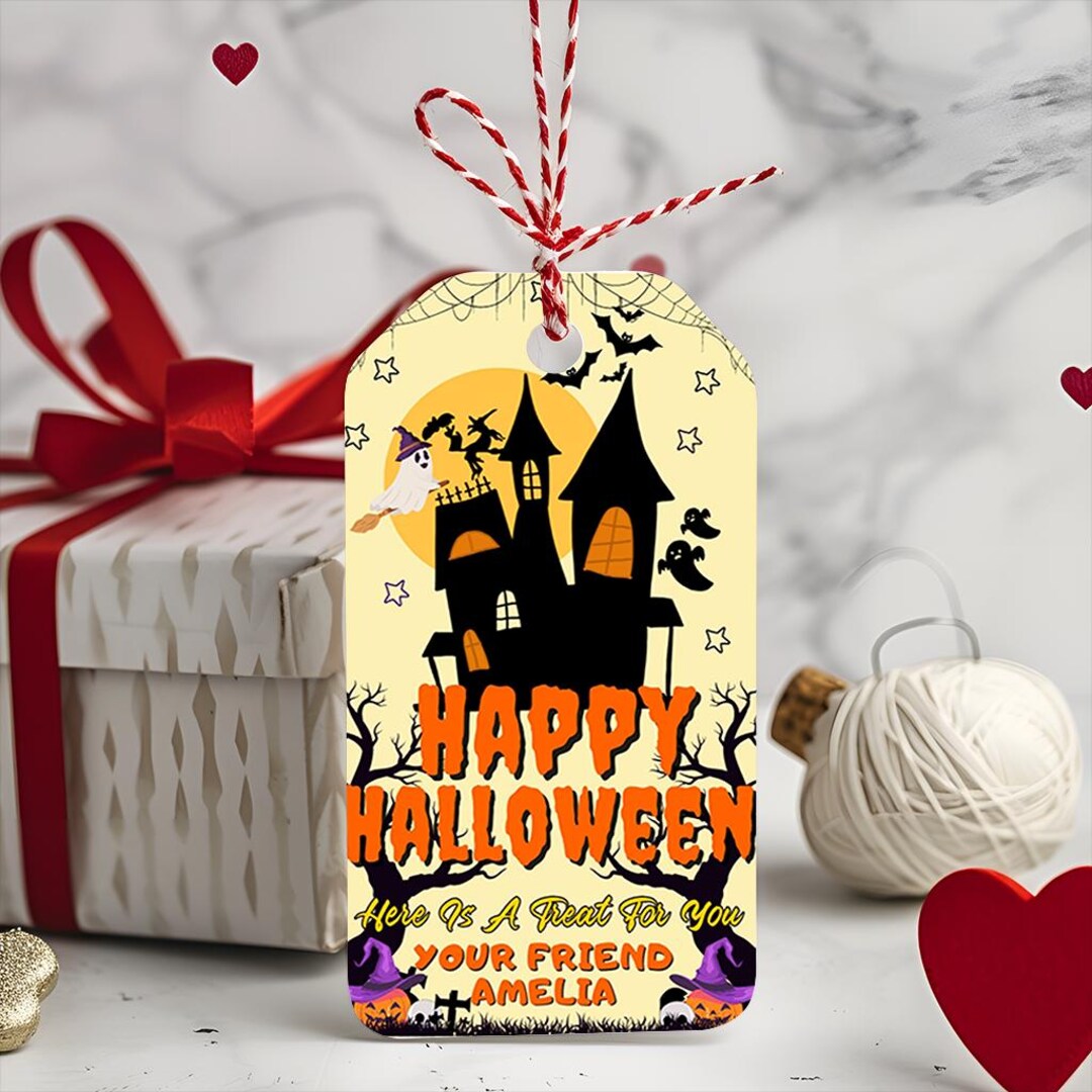 Editable Halloween Favor Tag, Spooky Gift Tag, Costume Party Trick or ...
