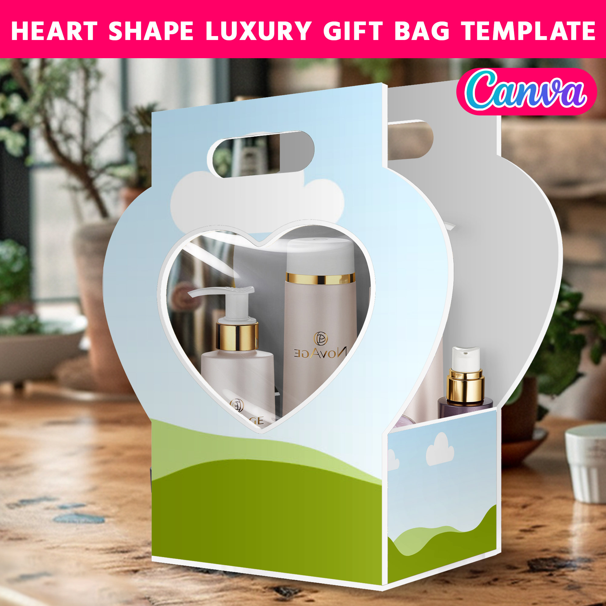 Heart Shape Handbag Gift Box Template, Designer Handbag Gift Box ...