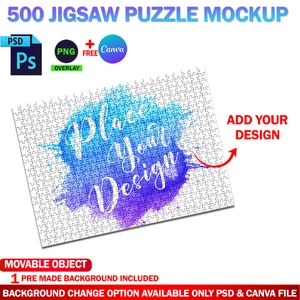 Dye Sublimation 500 Piece Puzzle Mockup, Jigsaw Puzzle Template, Insert ...