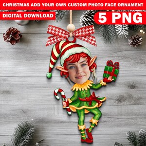 DIY Christmas Add Your Own Custom Photo Face Ornament, Elf Yourself PNG ...