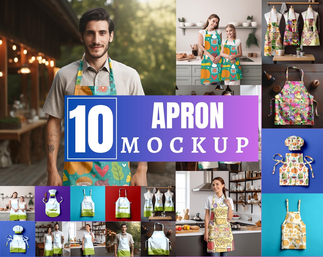 Canva Frame 10+ Apron Mockup Bundle | Chef Apron Mockup | Kitchen Apron ...