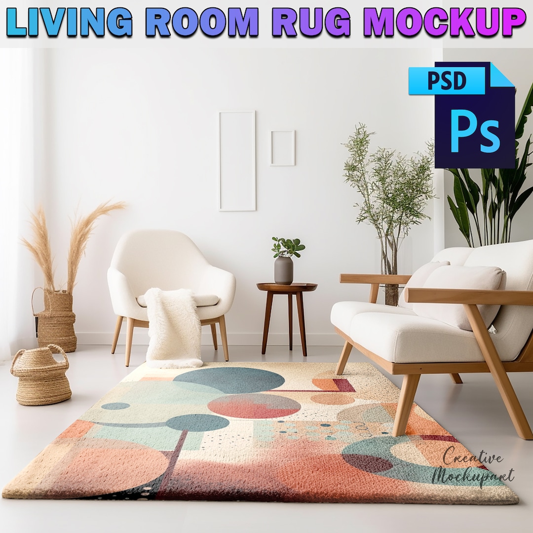 Living Room Rug Mockup | Living Room Carpet Mockup | Area Rug Mockup ...