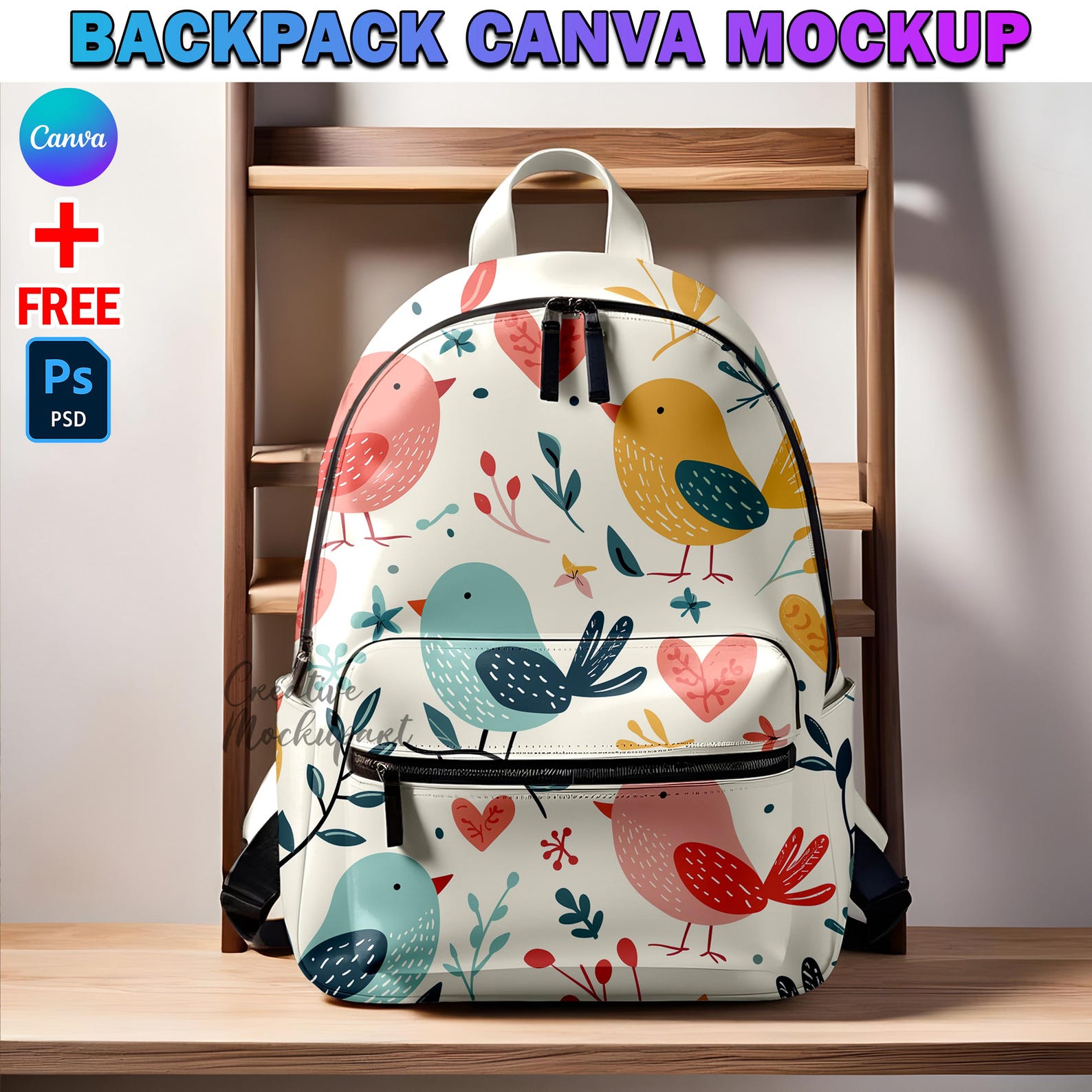 30x Canva Dye Sublimation AOP Backpack Mockup Bundle, AOP Backpack for ...