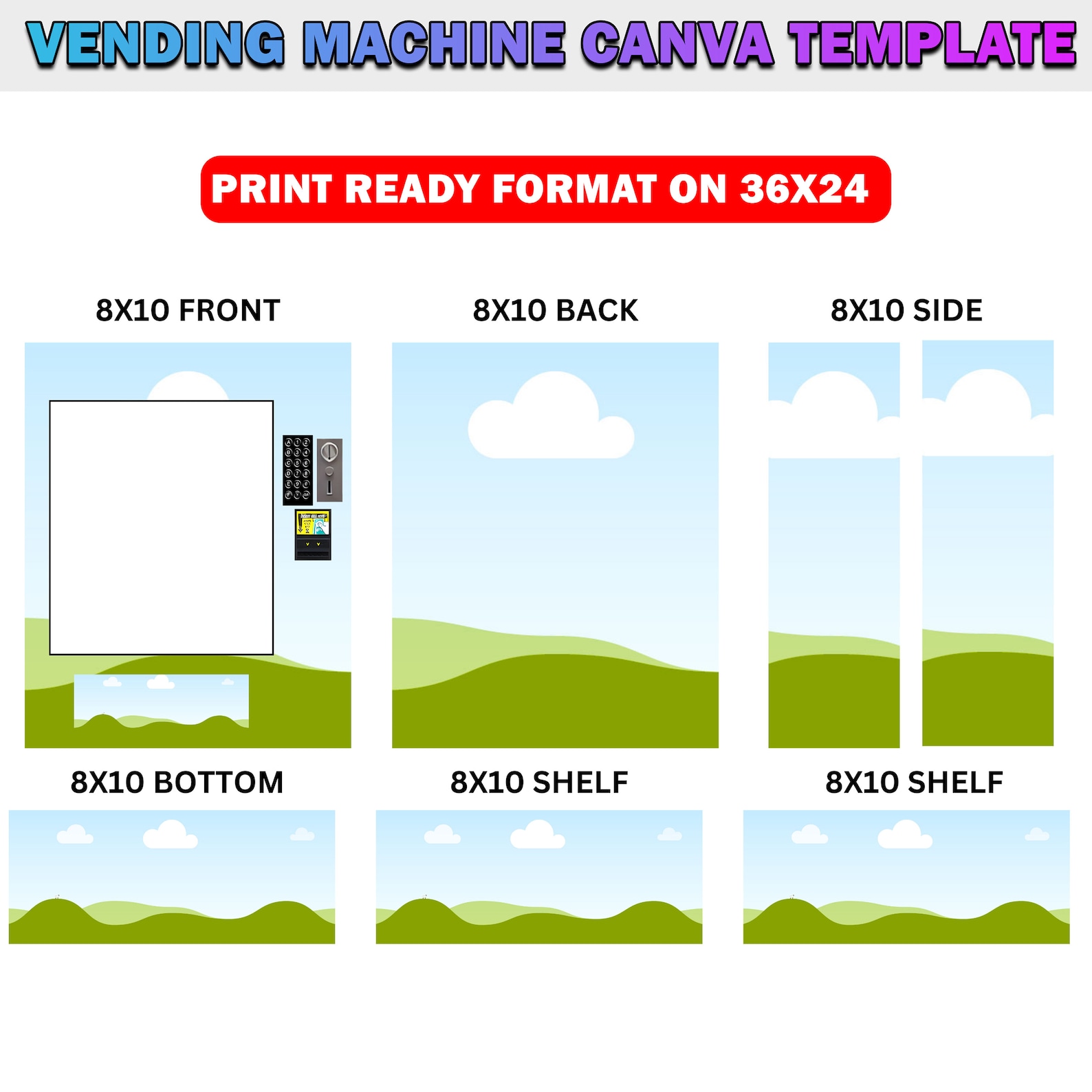 Canva Vending Machine Template | 8X10, 12x16 & 16x20 | Blank Template ...