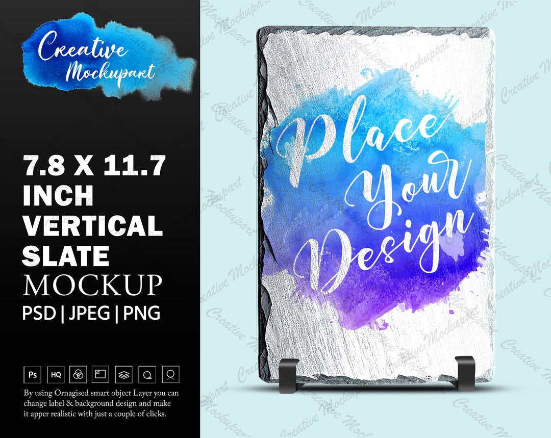 7.8 X 11.7 Inch Vertical Slate Mockup | Change Background, Add Your Own ...