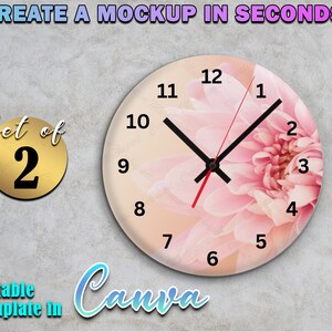 Canva Frame Dye Sublimation Round Glass Clock Mockup | Clock Canva ...