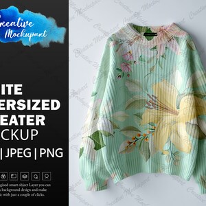Realistic Oversized Sweater Mockup | Crewneck Sweater Oversized Mockup ...