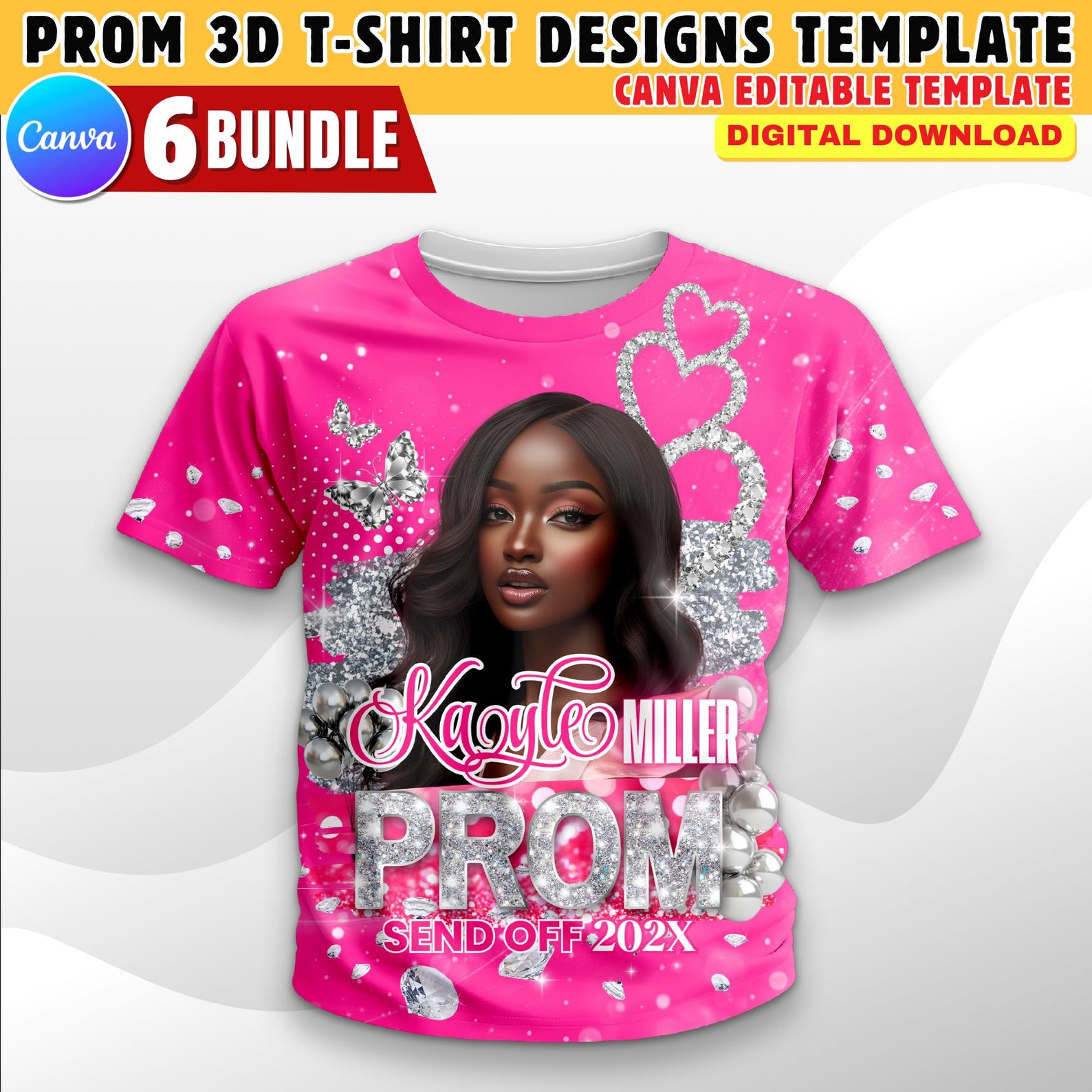 6x Viral Prom 3D Shirt Design Bundle, Prom T-shirt Design Canva ...