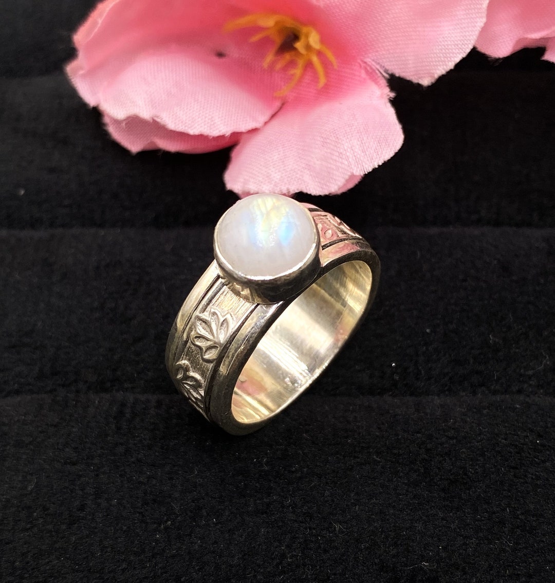 Moonstone Spinner Ring, 925 Sterling Silver Ring, Handmade Spinner Ring ...